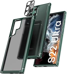 TOCOL 1+2 Pack Designed for Samsung Galaxy S22 Ultra Case, with 2 Pack Camera Lens Protector ...