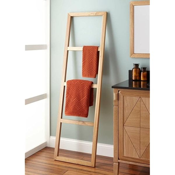 Kirana Teak Freestanding Ladder Towel Rack Signature