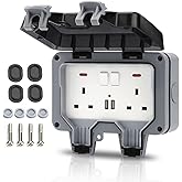 IP66 Weatherproof Waterproof Outdoor Wall Socket 13A Double Universal ...