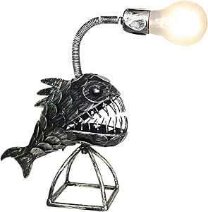 FGVV Creative Angler Lamp, Angler Fish Lamp Art Lamp, Retro Iron Art ...