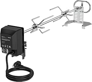 Onlyfire BRK-6057 Universal Rotisserie Kit with Spit Rod Supports for Almost BBQ Grill, 4W ...