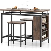 HOOSENG 3 Piece Pub Dining Set, Industrial Counter Height Dining Sets ...