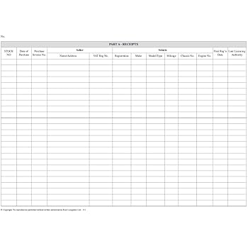 Car Sales / Vehicle Stock Book REFILL (VAT Margin Scheme) For selling ...