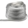 XMRISE Flat Tinned Braided Copper Wire Drain Cable Electric Stranded Bare Flexible Grounding ...