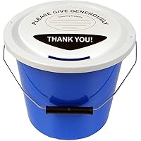3 Charity Money Collection Buckets with Lids, Labels and Ties (5 Litres ...