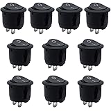 Thlevel 10PCS Round Rocker Switch On Off 2 Pin AC 10A/ 125V 6A/ 250V ...