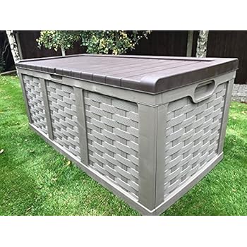 Starplast Jumbo XXL Rattan Style Outdoor Garden Storage Box With Piston ...