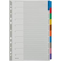 Leitz Ordner Register Blanko, 1-10, Karton, für A4, mit Deckblatt, 10 ...