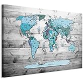 murando - Canvas Wall Art World map 90x60 cm - 1 piece Large Canvas ...