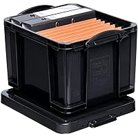 Really Useful Plastic Storage Box 48 Litre Solid Black with Yellow Handles : Amazon.co.uk ...
