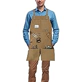 TUYU Carpenters Apron,Tool Apron for Men Women with 6 Pockets,Waxed Canvas Carpenter Apron,Heavy ...