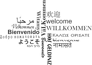 decalmile Wall Decals Quotes Multilingual Welcome Vinyl Black Wall ...