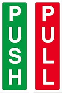 PUSH & PULL RED GREEN DOOR SIGN VINYL SAFETY STICKERS: Amazon.co.uk ...