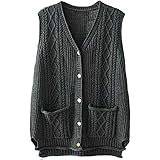 YESNO Women Loose Swing Chunky V-Neck Sweater Vests Oversized Knit ...