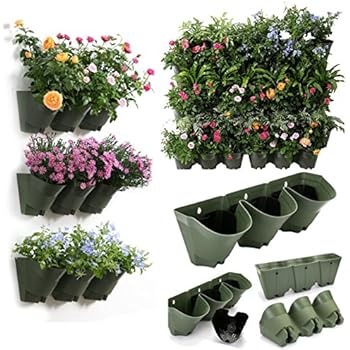 Wonderwall Self Watering Vertical 3 Pocket Garden Wall Planter Outdoor ...