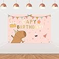 Cheereveal Pink Capy Theme Birthday Backdrop 3 x 5ft, Cartoon Capybara ...