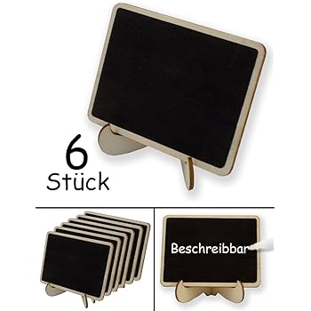 HOMETOOLS.EU® - 6x Klassische Tisch Tafel Holz Mini Tafel beschreibbar ...