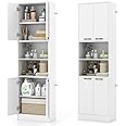 GIANTEX Tall Bathroom Cabinet, Bathroom Cabinet, 190 cm High, Bathroom ...