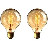 ZHONGXIN E27 Vintage Edison LED Light Bulb, Large G95 Globe Amber Glass Bulb with Curved Spiral ...
