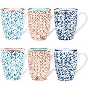 Nicola Spring Patterned Coffee Tea Mugs - 360ml (12.7oz) - 3 Designs ...