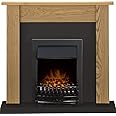 Adam Southwold Fireplace Suite in Oak and Black with Blenheim Electric Fire in Black, 43 Inches ...