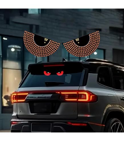 Auto Window Eye Lights Car Window LED Eyes Display - Orange Semicircle ...