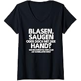 blasen, saugen oder doch mit der hand? lustiger Spruch T-Shirt : Amazon.de: Fashion