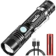 Torch Rechargeable, Adjustable Focus Torches LED Super Bright with 4 ...