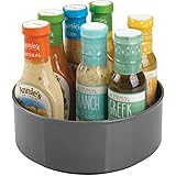 mDesign Lazy Susan Turntable Condiment Holder – Plastic Revolving ...