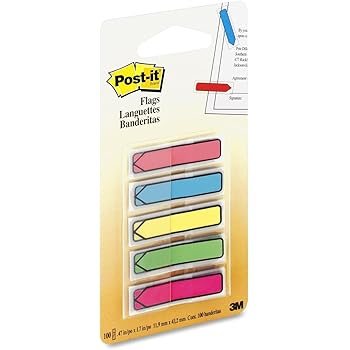 Post-it Index Pfeile transparentes Etui, Leuchtfarben: rot, blau, gelb ...