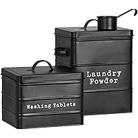 Harbour Housewares 2 x Vintage Metal Washing Powder and Tablets Storage ...