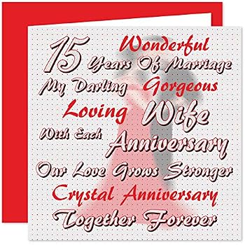 My Wife 15th Wedding Anniversary Card - On Our Crystal Anniversary - 15 ...