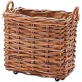 Wovenhill | Bamboo Rattan Extra Large Log Basket With Wheels & Hoop ...