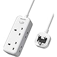 Mscien 2m Extension Lead with USB Slots, 2 Sockets Way Double Plug ...