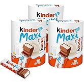 Kinder Maxi, 10 Barrette Ripiene al Latte, Ricoperte di Finissimo ...