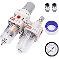 RIH Pneumatics Compressed Air Filter Regulator Lubricator Combo Water ...