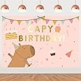 Cheereveal Pink Capy Theme Birthday Backdrop 3 x 5ft, Cartoon Capybara ...