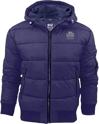Mens Crosshatch ‘Althorpe’ Quilted Padded Hood Jacket Fleece Lined ...