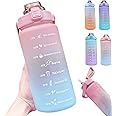 Hatieo 2 Litre Water Bottle, 2L Water Bottle with Straw, Leakproof Sports Water Bottle with Time ...