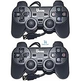 AJT UCOM 2-in-1 PC Dual Shock Twin Joypad Wired USB Gaming Controller ...