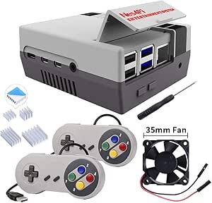 MakerFun Retro Gaming Nes4Pi Case with USB Wired Game Controllers for Raspberry Pi 4 Model B ...