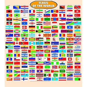 LAMINATED FLAGS OF THE WORLD LEARNING KIDS EDUCATIONAL POSTER WALL ...