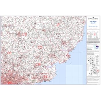East Anglia (North) Postcode Sector Map 15 - Laminated Wall Map: Amazon ...