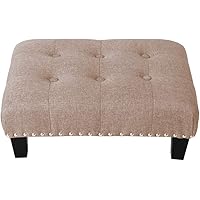 INMOZATA Linen Fabric Footstool Upholstered Ottoman Pouffe Stool Change ...