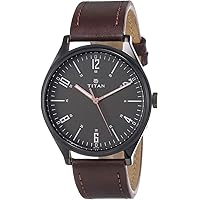 Titan Men's Minimalist Zen Analog Black Watch: Sleek Leather Strap with ...