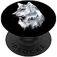 PopSockets Wolf-Doppelbelichtungs-surreales Tier wölbt Geschenke PopSockets PopGrip ...