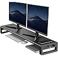 VAYDEER Dual Monitor Stand Riser with 4 USB 3.0 Ports, Metal Desk ...