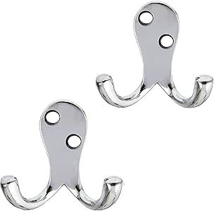 4 Pack of Chrome Double Coat Hooks Door & Wall Robe Dress Garment ...