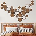 Wooden Hexagon Wall Art Decor, 27 PCS 3D Removable Hexagon Wall ...