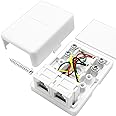 NECABLES Phone Jack Surface Mount Single Port Telephone Jack Box 4 ...